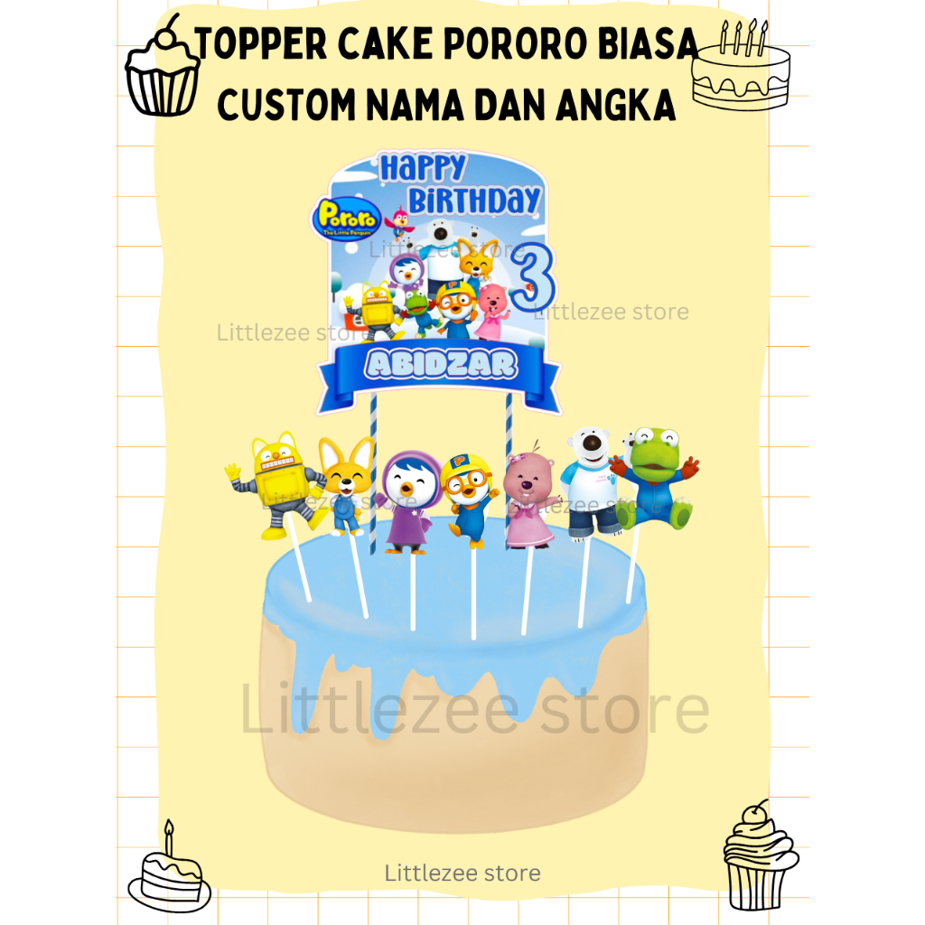 Pororo cake topper / pororo theme cake topper / pororo cake topper ...
