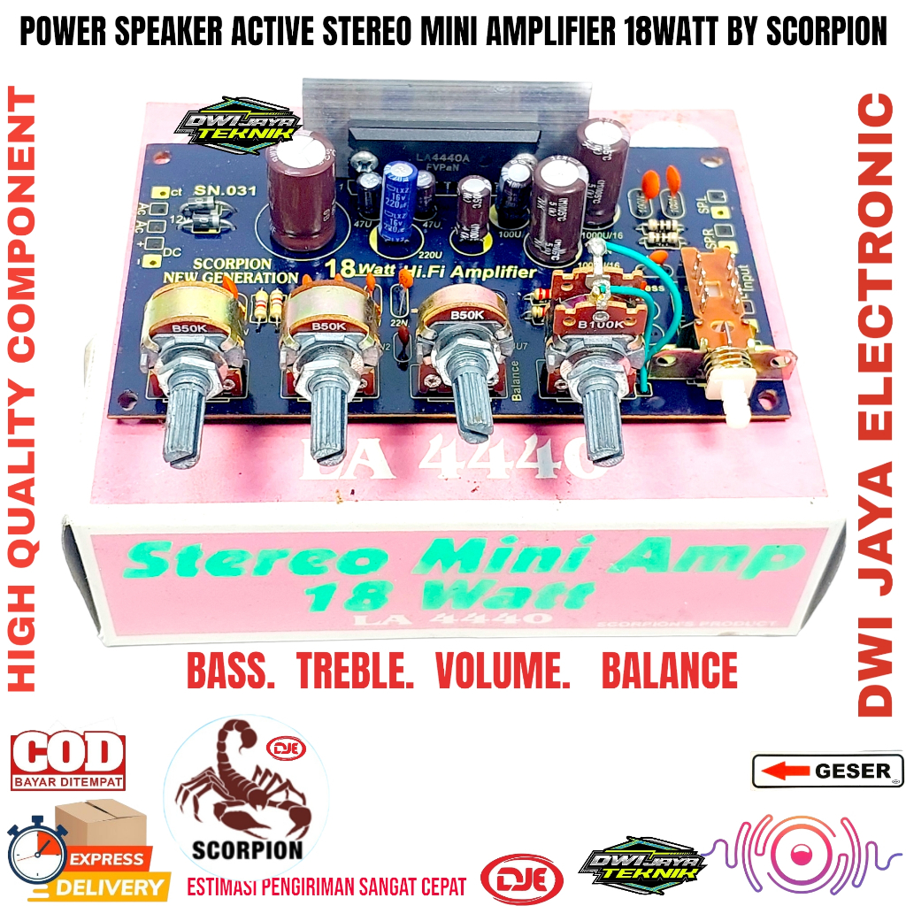 Power Stereo Mini Amplifier 18Watt LA4440 By Scorpion | Shopee Malaysia