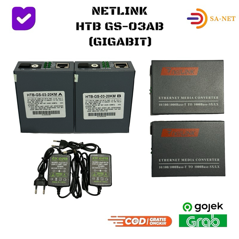 NETLINK HTB GS 03 (A+B) GIGABIT PAIR OF MEDIA CONVERTER FIBER OPTIC HTB ...