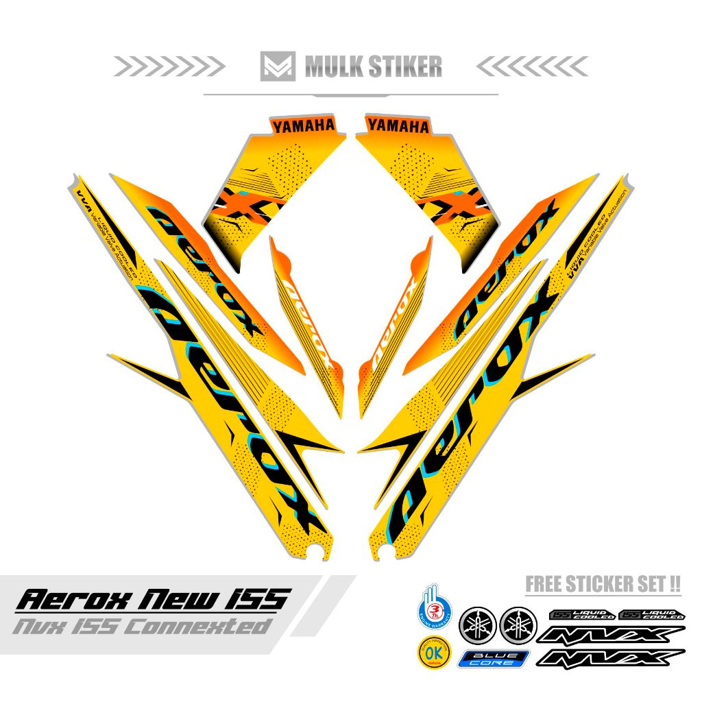 HITAM Striping AEROX 155 NEW CONNECTED MOTIF 52 / COMBO COLOR / BASIC ...