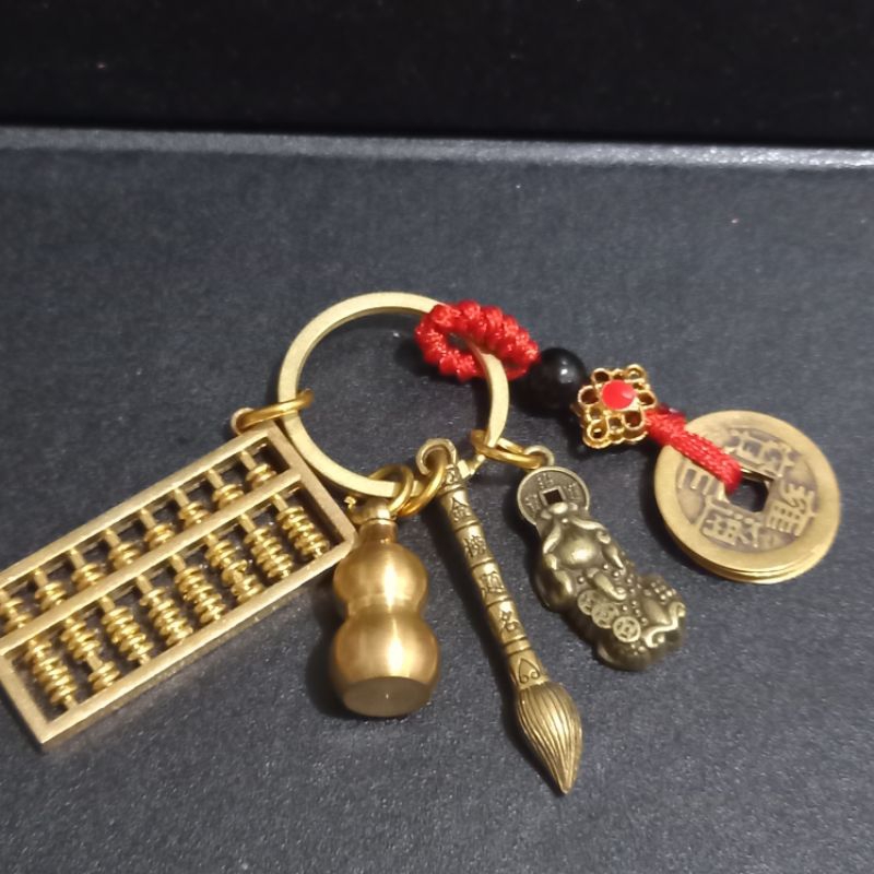 GANTUNGAN Fulo abacus key chain phixiu brush and five royal pieces ...