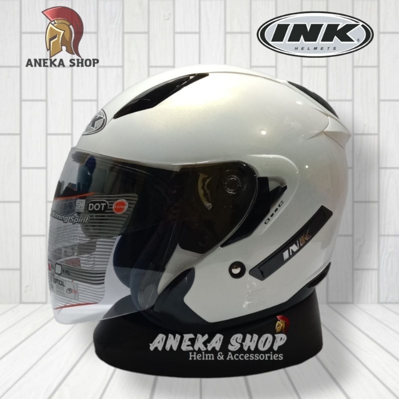 Helmet INK METRO 2 SOLID WHITE GLOSSY | Double VISOR | Sni Helmet ...