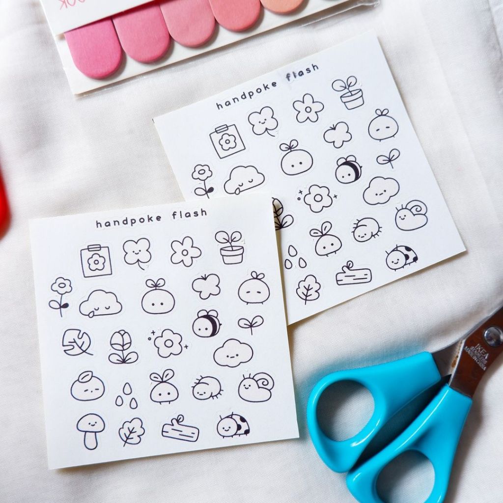 Handpoke flash stickers aesthetic stickers | Shopee Malaysia