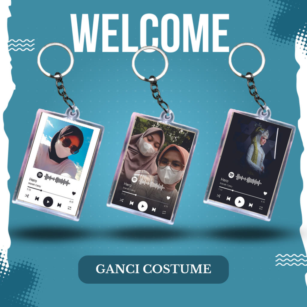 GANTUNGAN Acrylic Photo Keychain 2 Sides Front - Back Custom Image ...