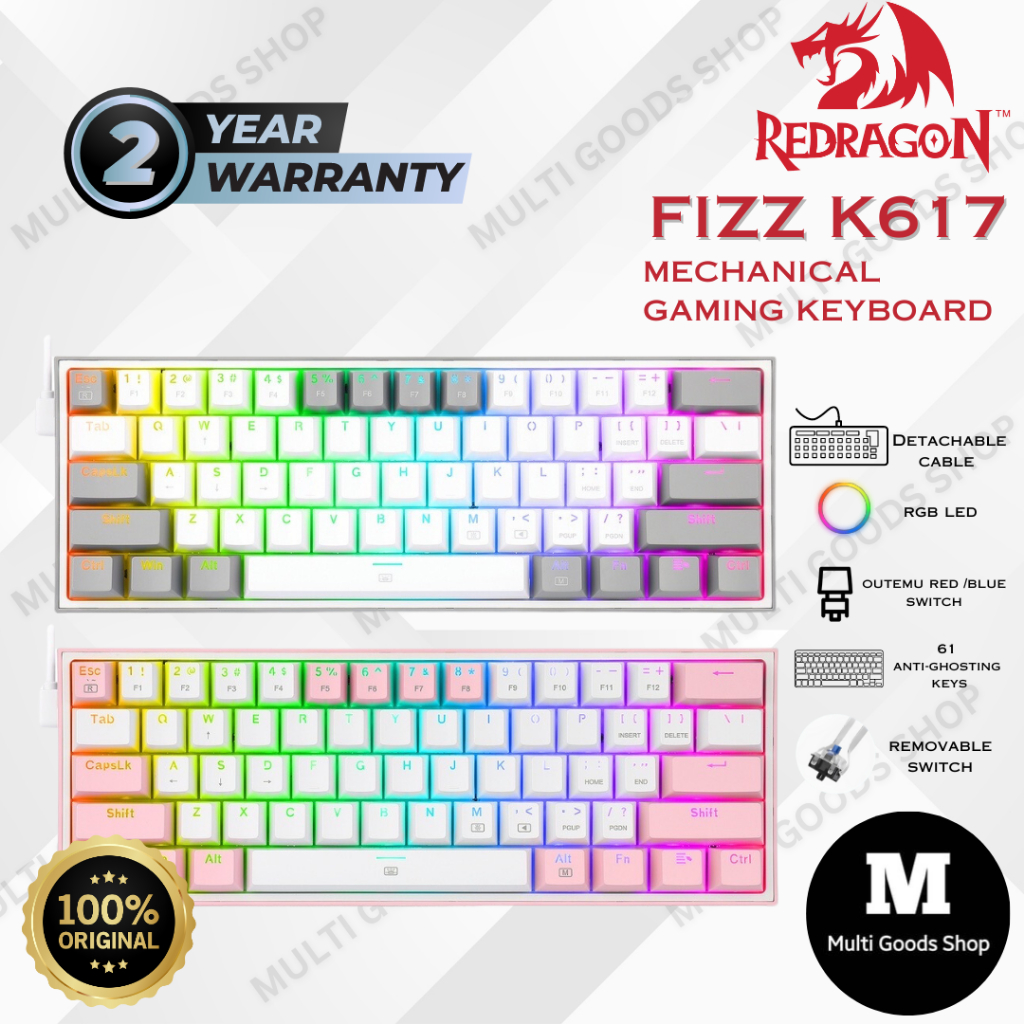 K617 / K617R / K617RGB Redragon Mechanical Gaming Keyboard 60% FIZZ ...