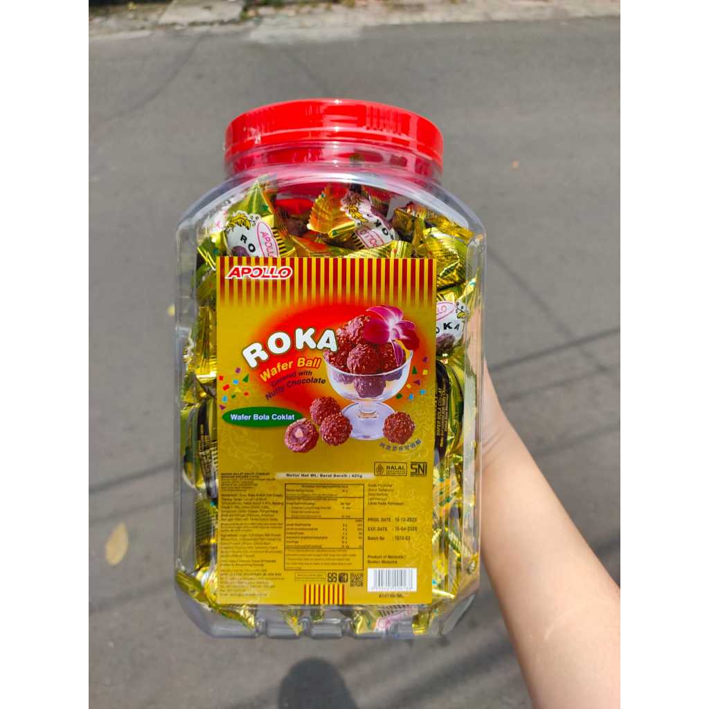 Apollo Roka Wafer Ball - Halal Chocolate Wafer Ball 420 Gram Jar ...