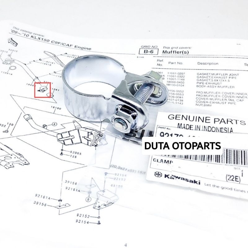 Klx 150 All Series Original Exhaust Neck Connection Clamp 92173-1223 ...