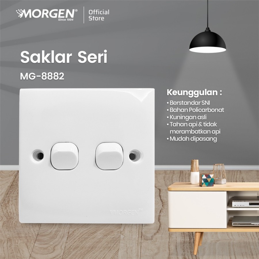 Morgen MG-8882 TWO SERIES SWITCH GANG 1 WAY 2 GANG 1 WAY SWITCH SNI | Shopee Malaysia