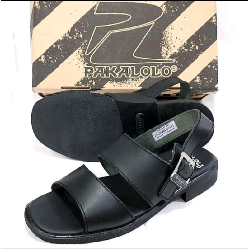 PAKALOLO HITAM Men's Leather Sandals 1904 Black Original | Shopee Malaysia