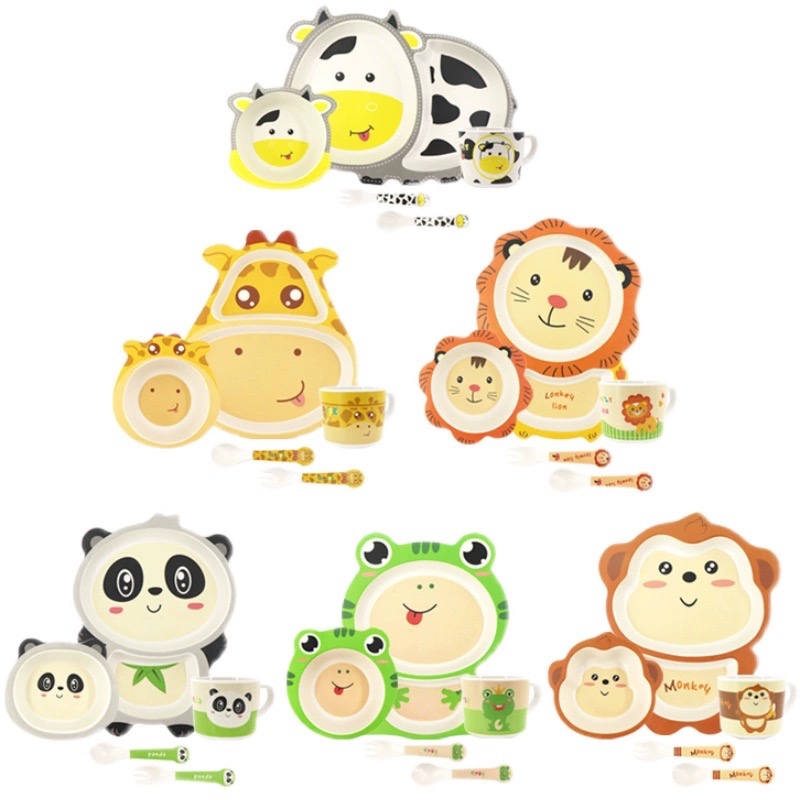 BABYRAE - FOODWARE BAMBOO FIBER SET FOR KID (Dinner Plate) | Shopee ...
