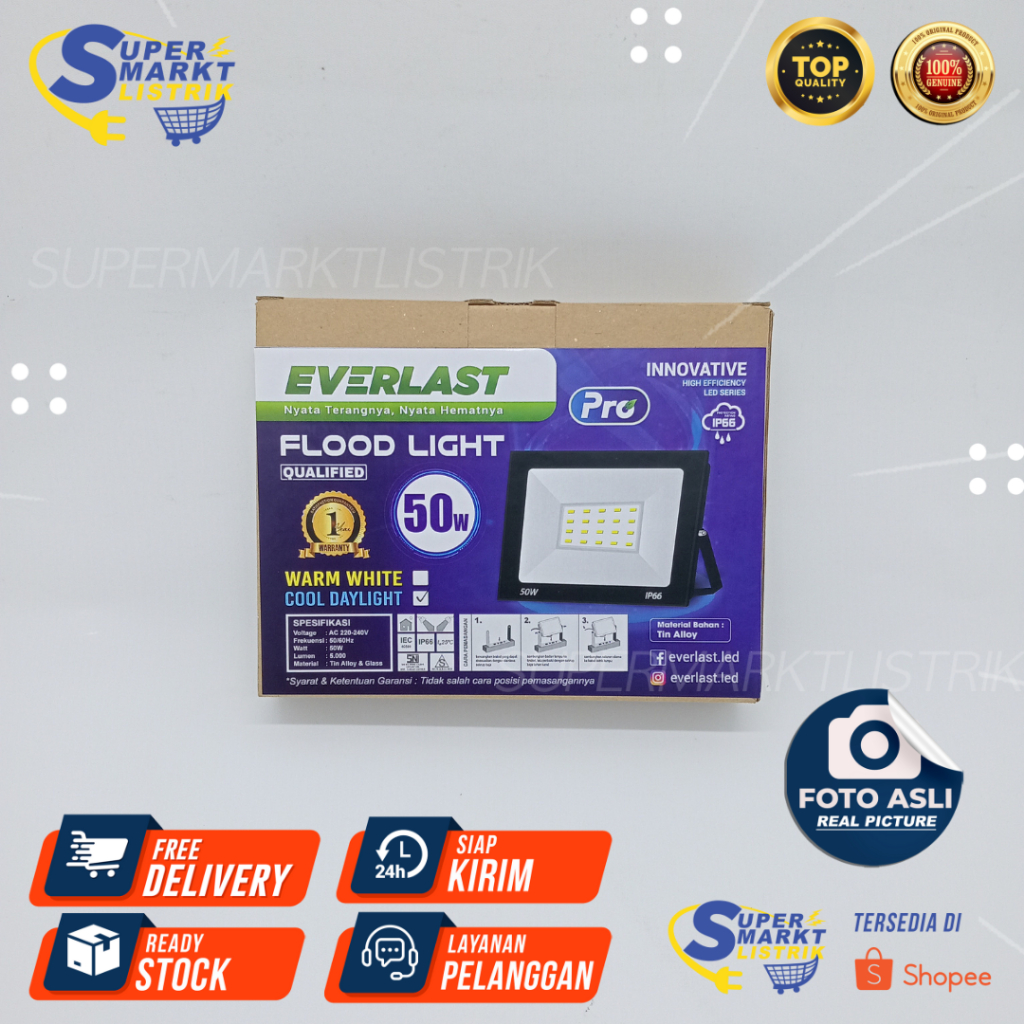 Everlast Flood Light Pro 50W Cool Daylight Spotlight Cup Spotlight ...