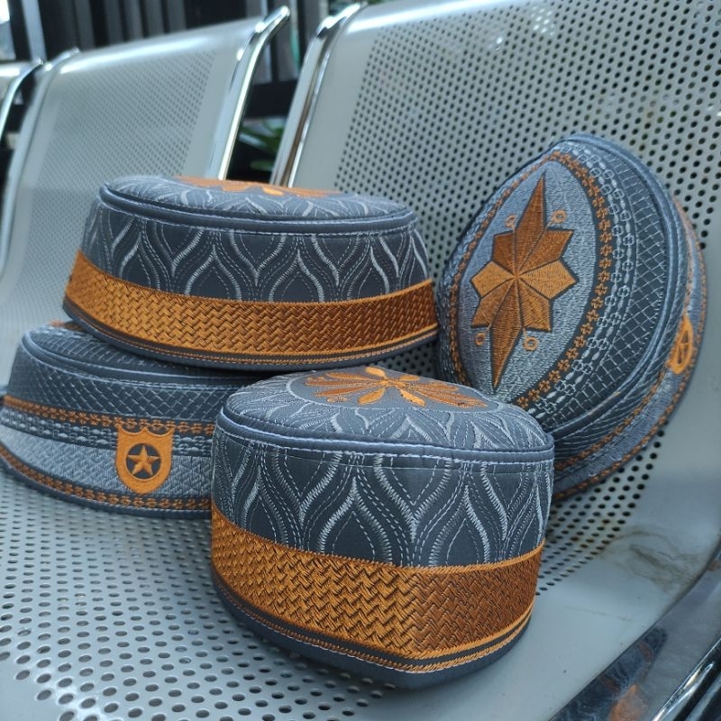 Rpahala peci embroidered gray peci motif peci 1-9 peci national songkok ...