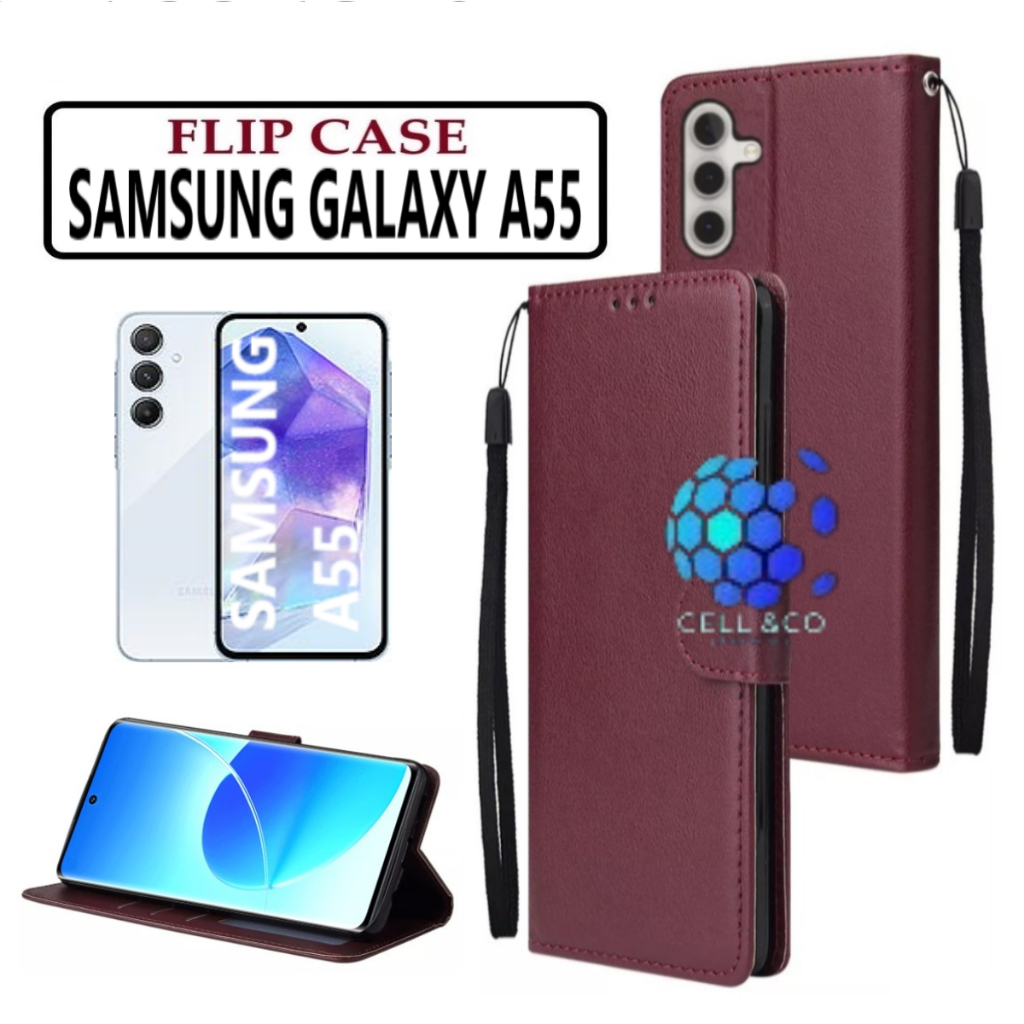SAMSUNG GALAXY A55 5G FLIP LEATHER WALLET PREMIUM FLIP CASE OPEN CLOSED ...