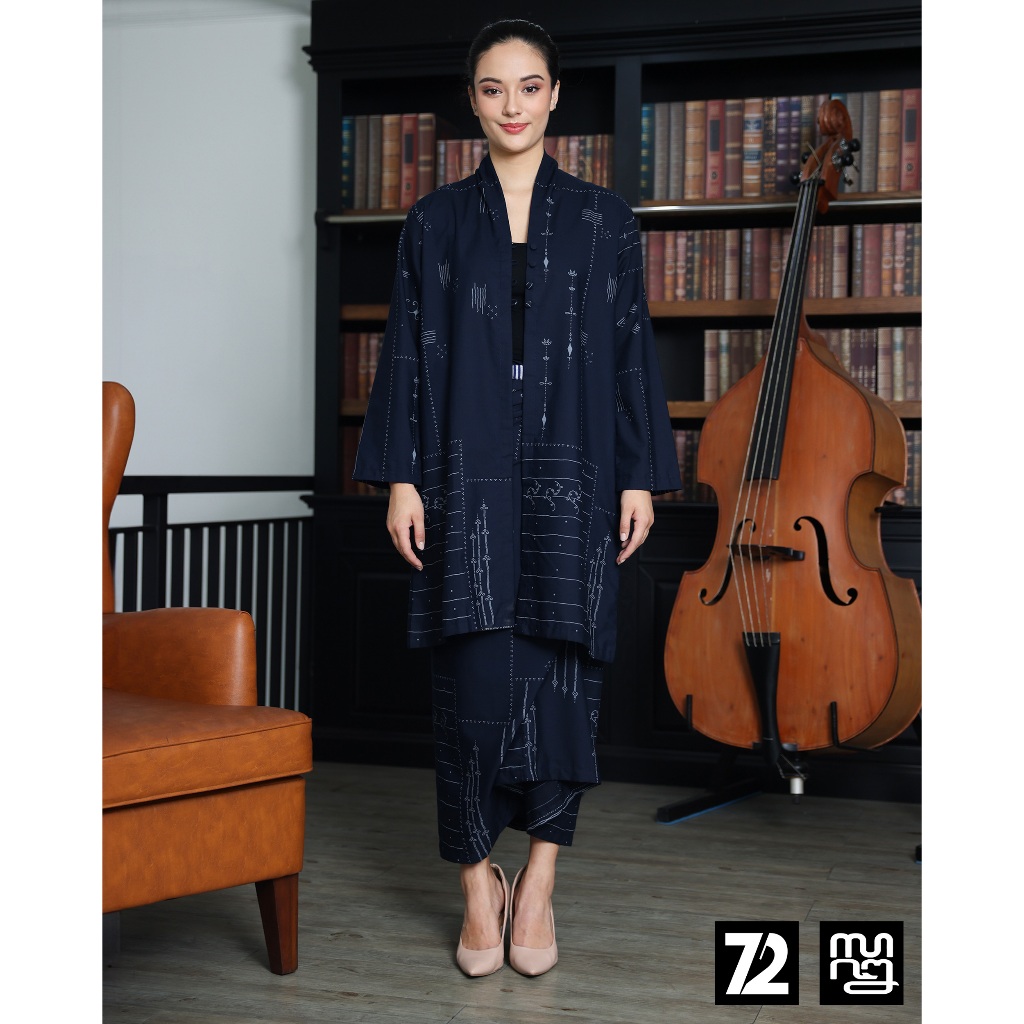 KATUN MATA Premium Batik OUTER COTTON WOMEN'S OUTER Eye Motif Dark Blue ...