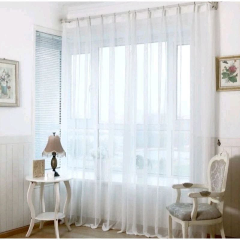 (L=150cm =9 Folds) Vitrase Curtains with S Hook Model | Shopee Malaysia