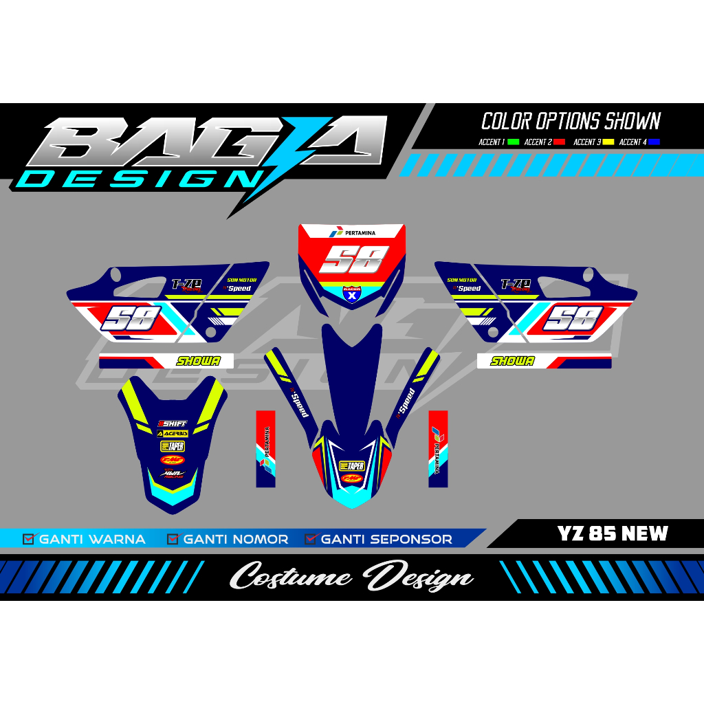 Yamaha YZ 85 STRIPING DECAL NEW PREMIUM GLOSS COSTUME DESIGN WITHOUT ...