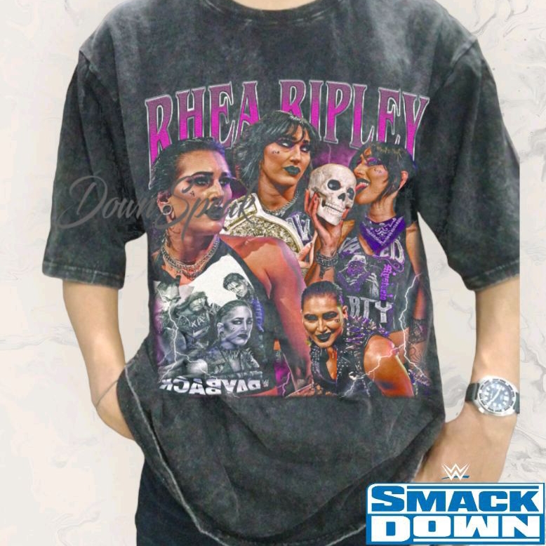 Rhea Ripley Wrestler WWE Vintage Wash T-shirt/Kaos WWE Smackdown Rhea ...