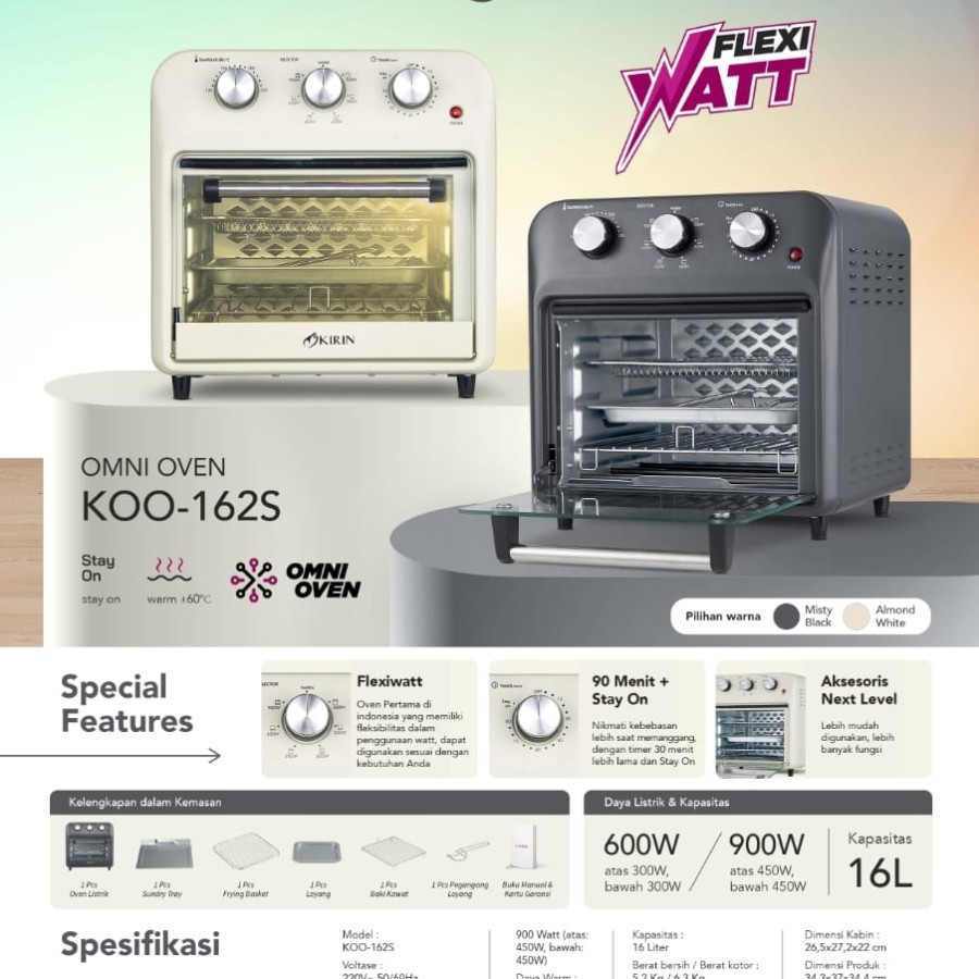 PUTIH HITAM Kirin KOO 162S Electric OVEN Black/White | Shopee Malaysia