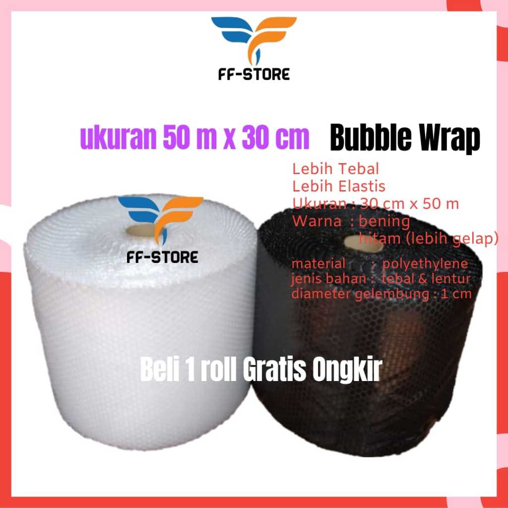HITAM [50Mx30Cm] Bubble Wrap 30cm x 50m Black / Clear Packing Online Shop Bandung Roll Bubble ...