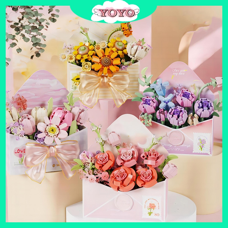 MAWAR Yoyo Bricks Flower Series Love Letter Series Building Blocks ...