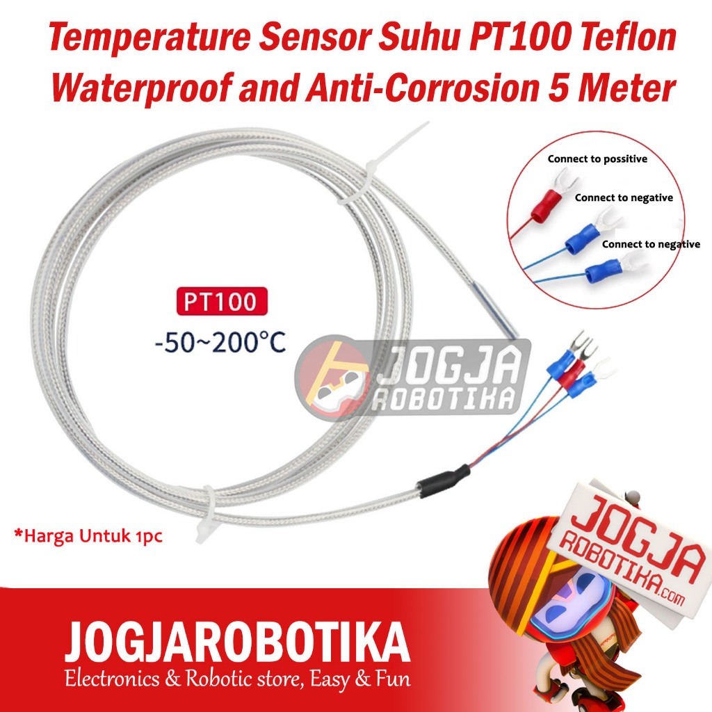 PT100 Teflon Waterproof and Anti-Corrosion 5 Meter Temperature Sensor ...