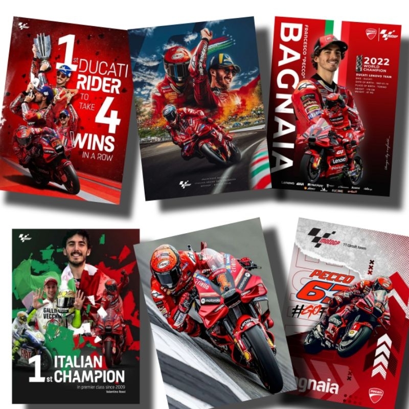 Francesco bagnaia wall Poster size A3+ | Shopee Malaysia