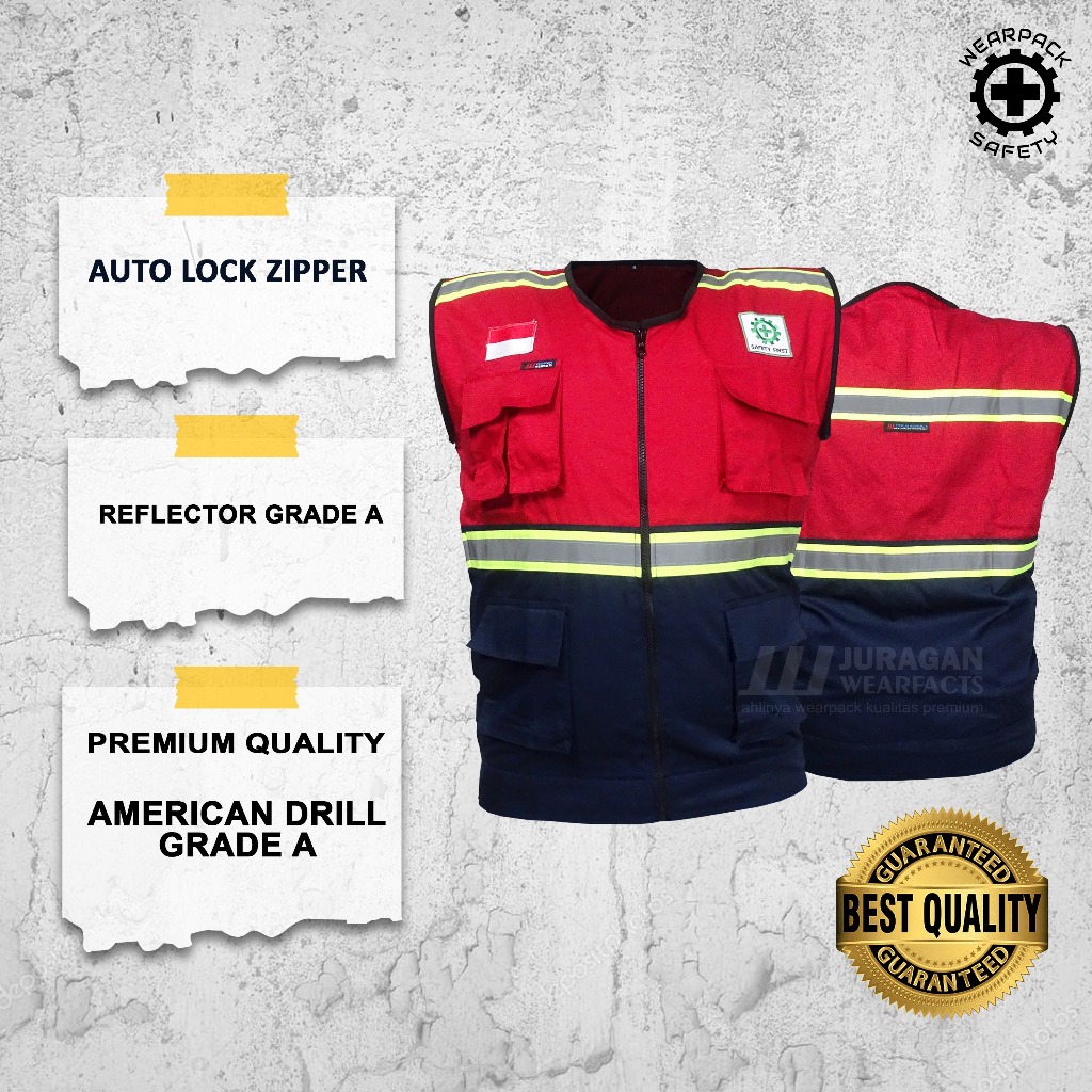MERAH K3 Vest/Jumbo Project Work Vest Red Color Navy Blue Combination ...
