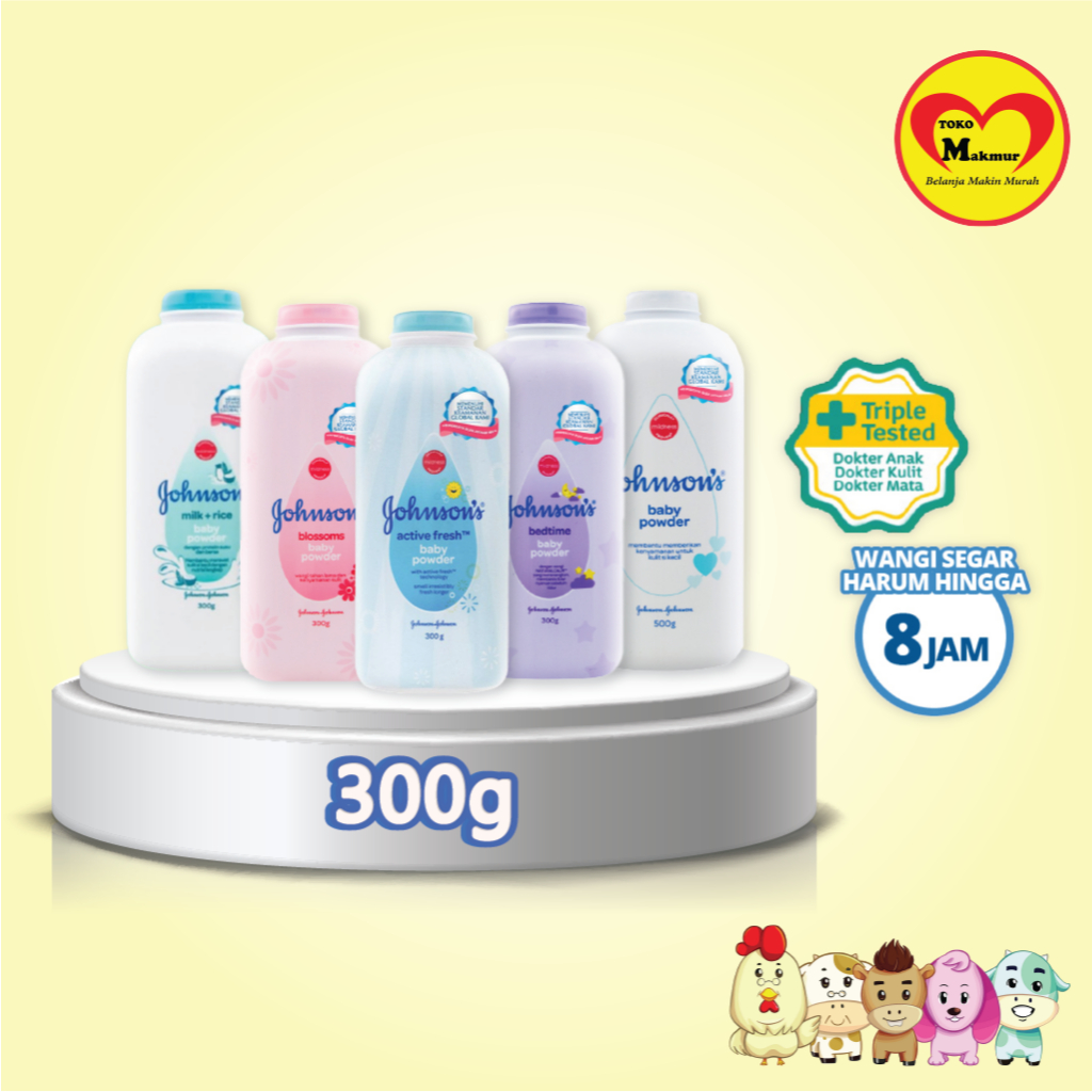 Johnsons Powder Active Fresh/Blossoms/Bedtime/ Milk Rice/White 300gr ...