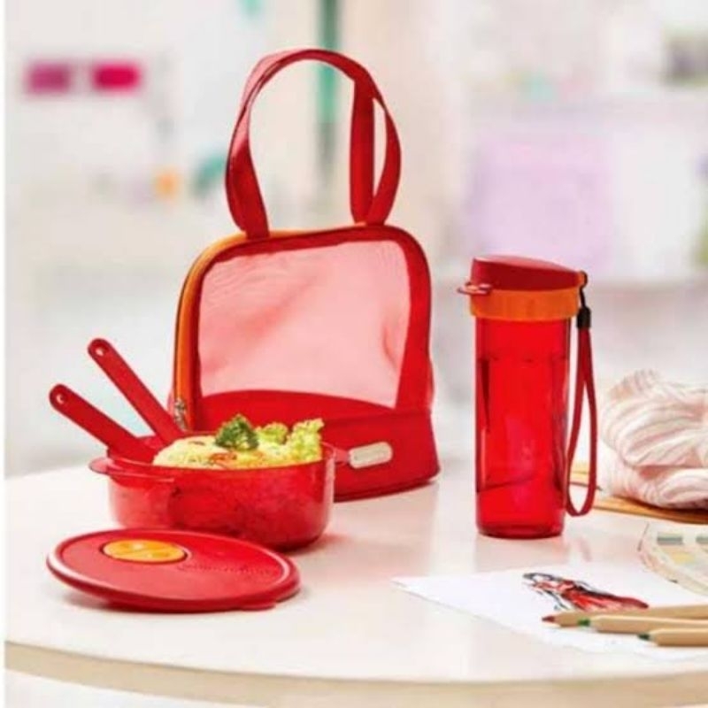 Tupperware Pretty Glam Lunch Set - Red / Lady Microwaveable Container ...