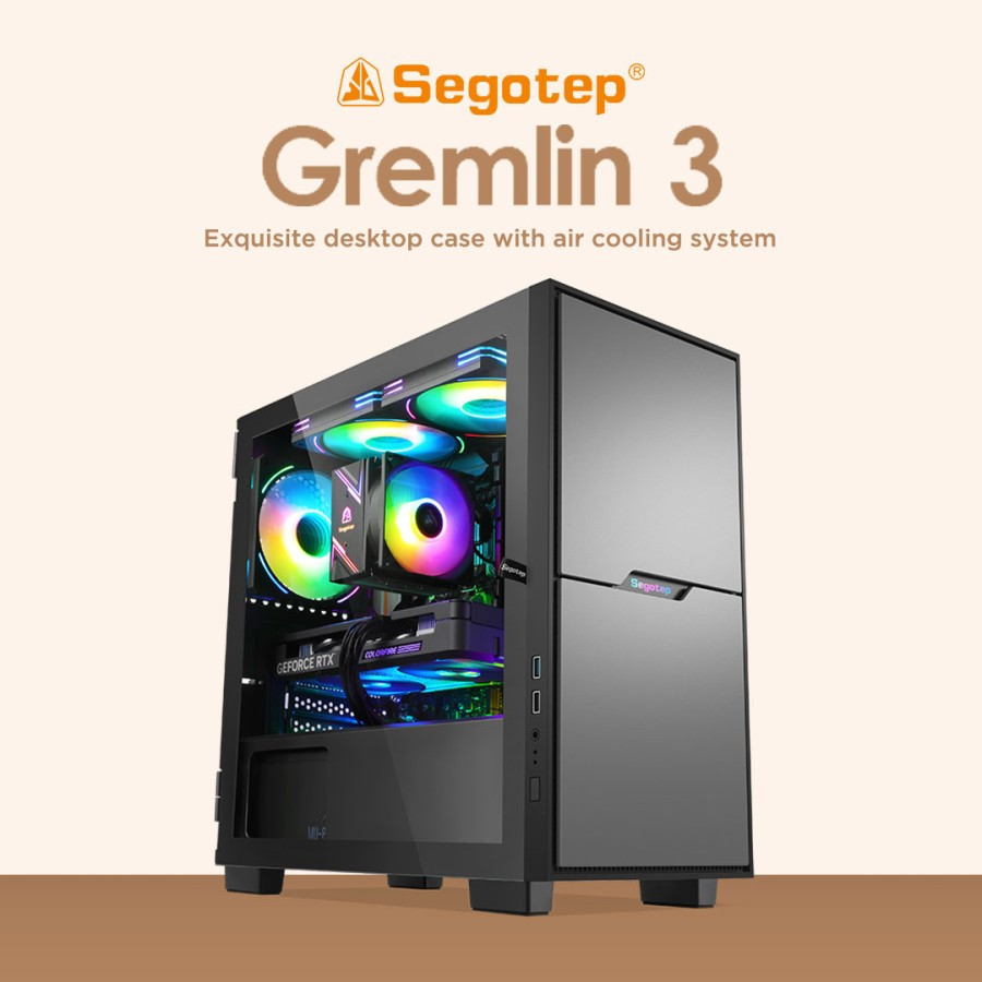 Segotep GREMLIN 3 BLACK MICRO ATX MINI TOWER PC CASE CASING GAMING ...
