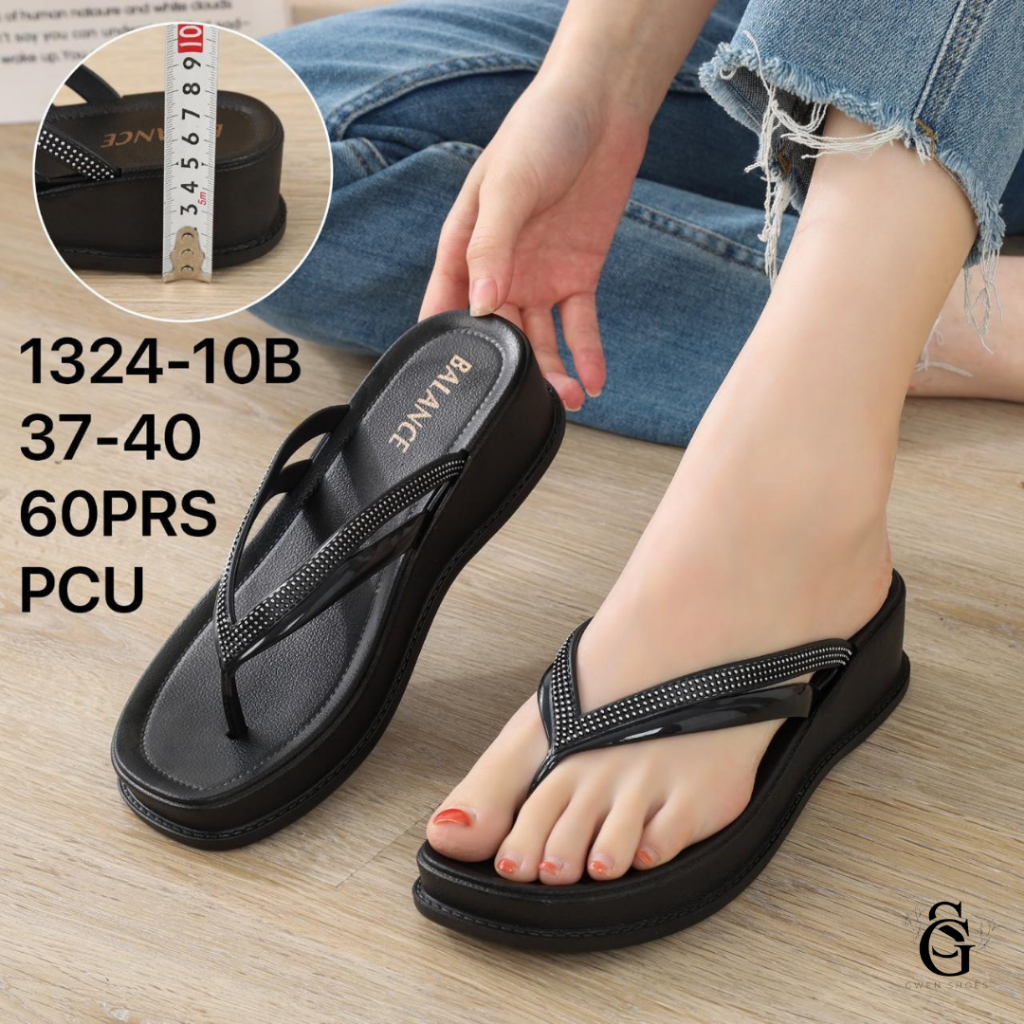 Women's Flip Flops with Thick Glitter Sole and Two Straps Balance ...