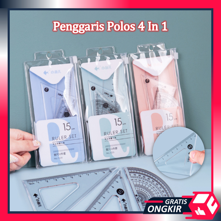 Free Shipping - S6135 Plain Clear Ruler Set 4 In 1/transparent Ruler ...