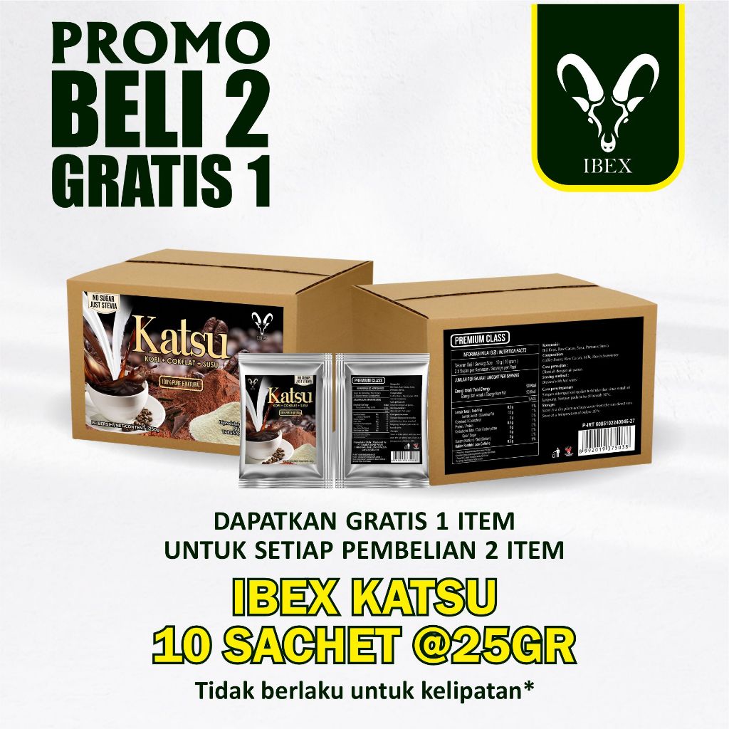 Buy 2 GET 1 FREE IBEX Katsu (Coffee + Chocolate + Milk) 25gr x 10 ...