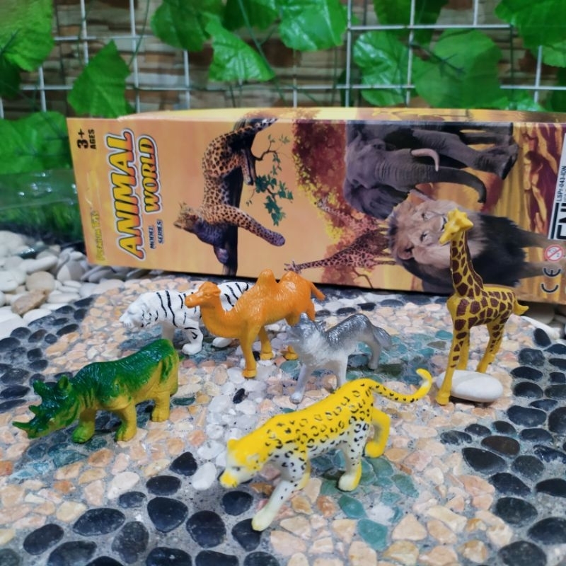 Rubber animal toy set - wild animals - educational mini zoo | Shopee ...