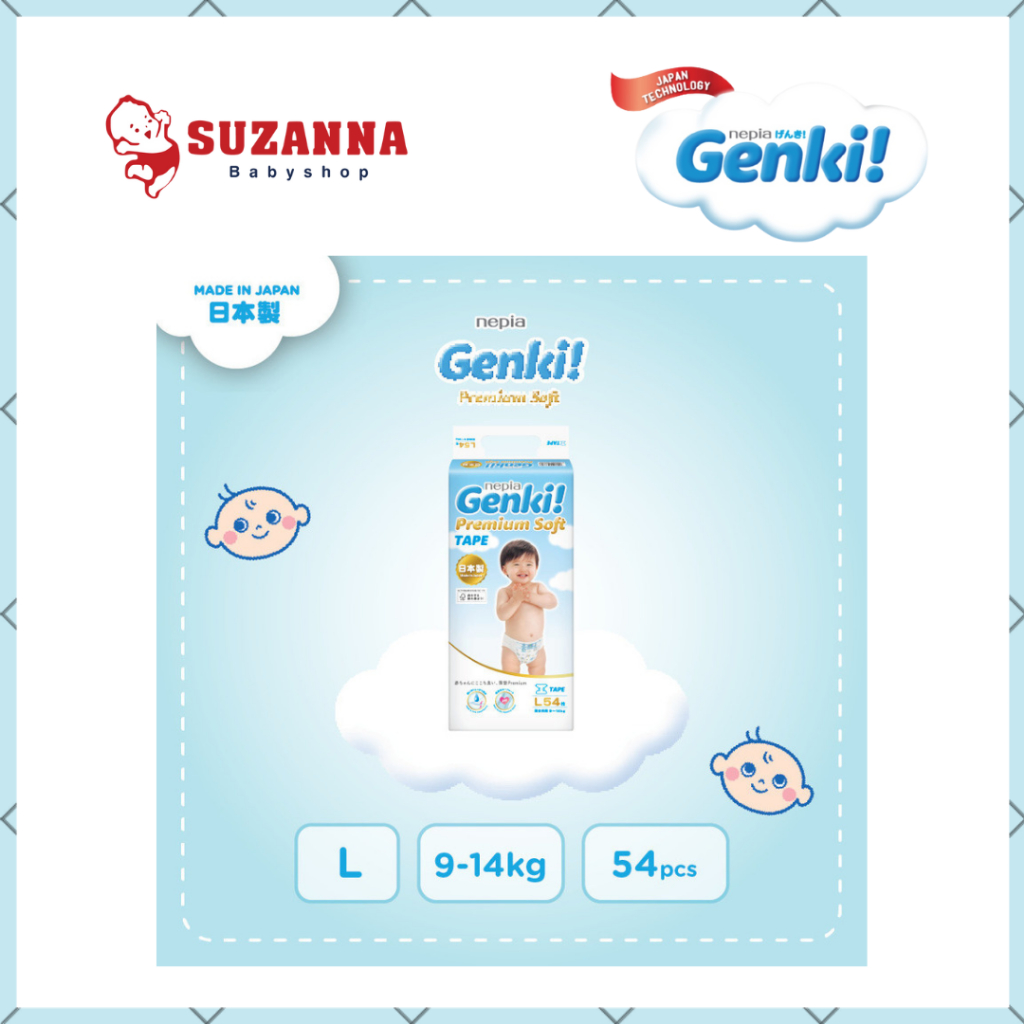 Nepia Genki L54 Tape | Tape Baby Diapers | Premium Soft Diapers Baby Adhesive | Shopee Malaysia