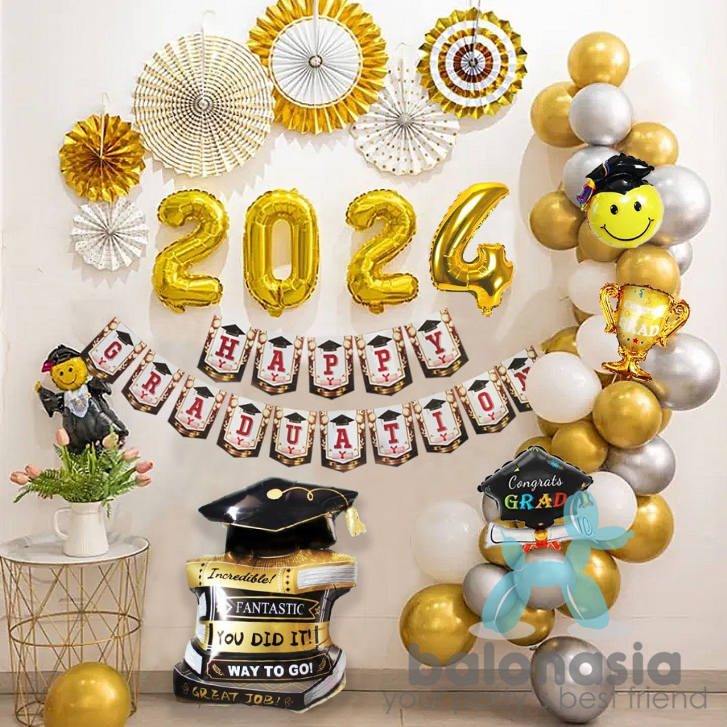 School graduation theme decoration / graduation paperfan complete with ...