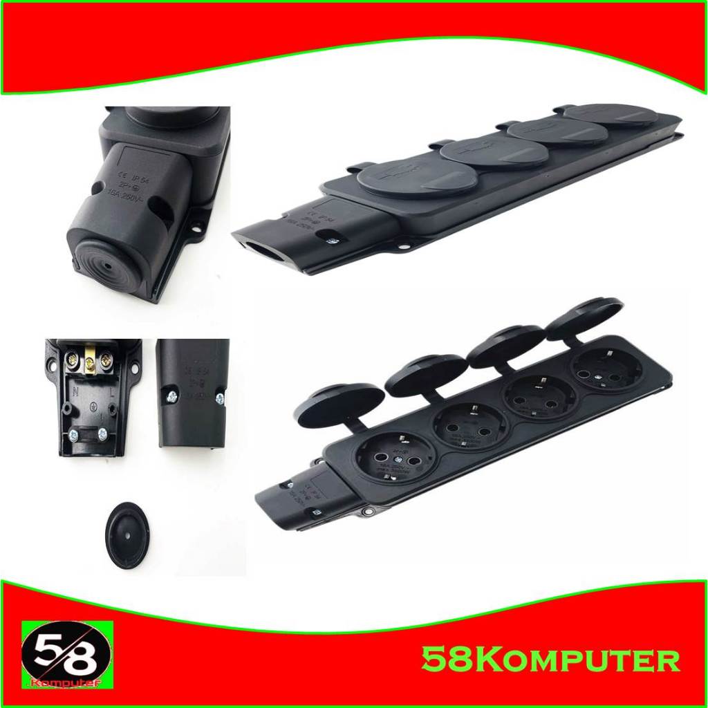 Ip54 Waterproof Outdoor Terminal Socket With Cover 16a 250v Eu 4-hole ...