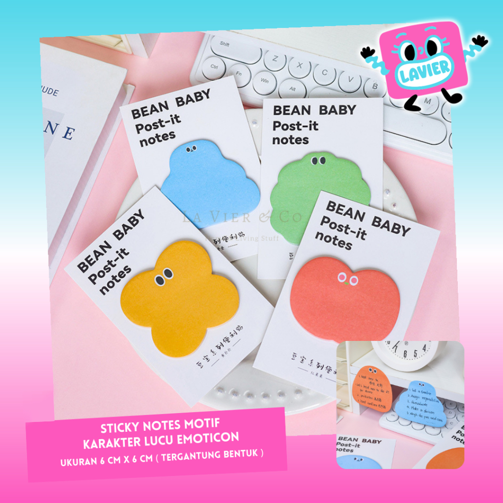 Lavier Sticky notes Cute Character emoticon smile Sticky memo aesthetic ...