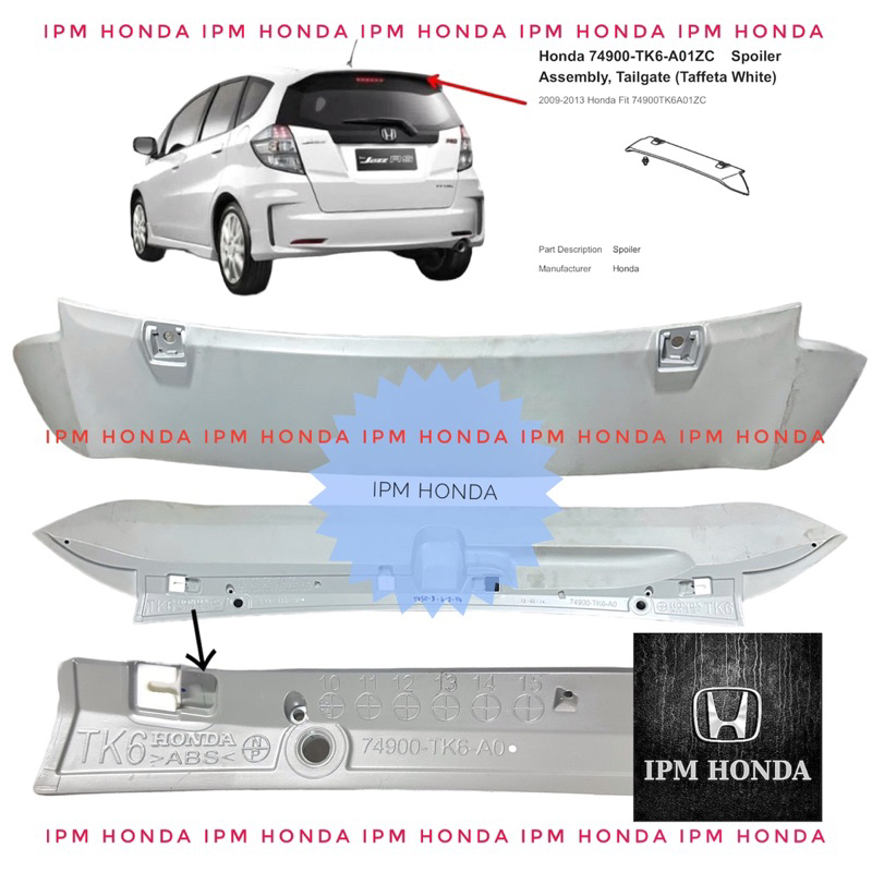 74900-tk6-a01zy Spoiler ASSY,T/GATE Original Spoiler Wing Top Rear ...