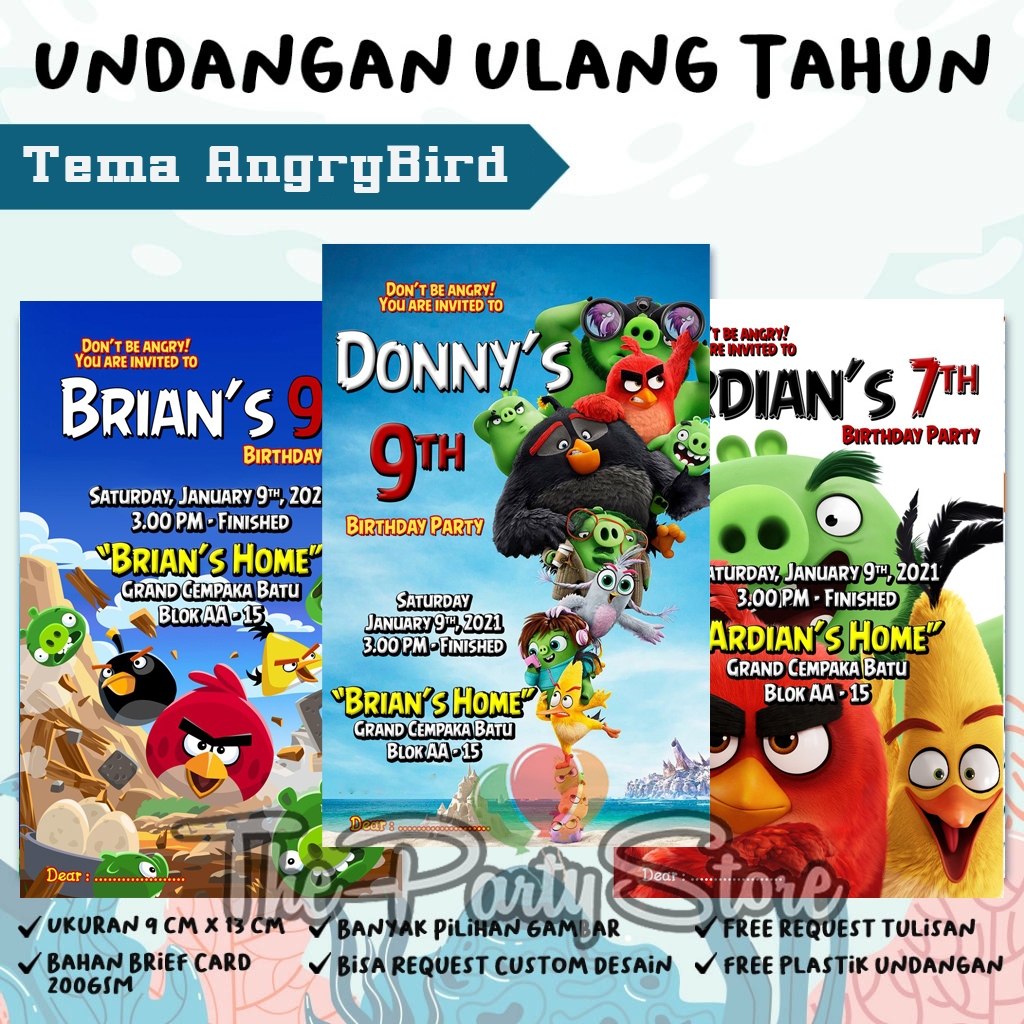 Angry Bird Theme Birthday Invitation Card | Shopee Malaysia