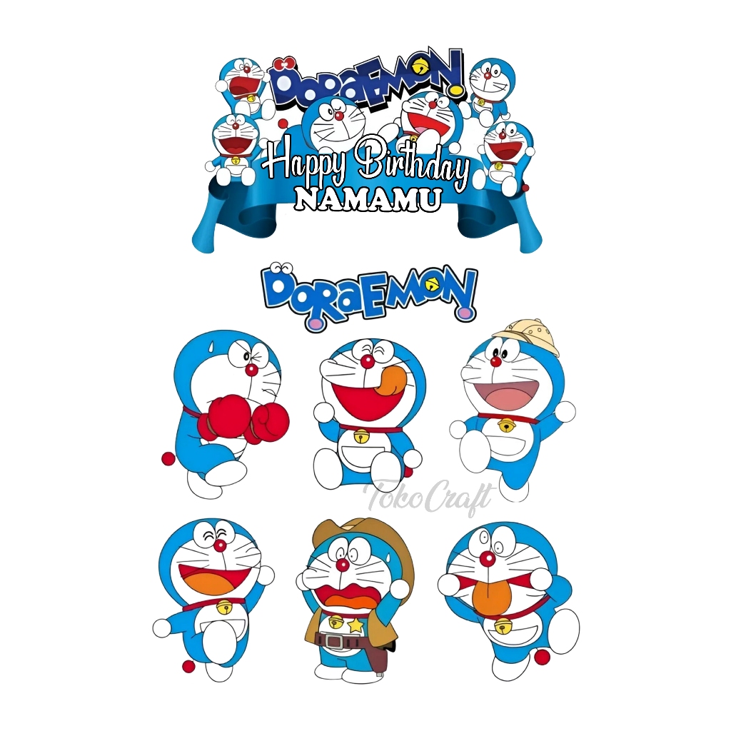 Doraemon CAKE TOPPER CUSTOM BIRTHDAY CAKE Decoration HAPPY BIRTHDAY ...