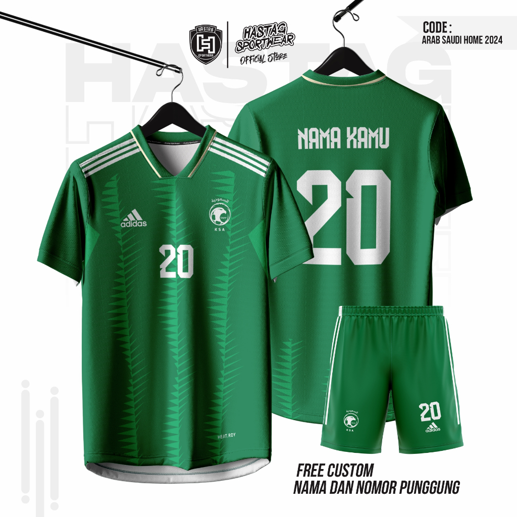 Jersey SAUDI Arabia HOME 2024 FULL PRINTING FREE CUSTOM Name And Back ...