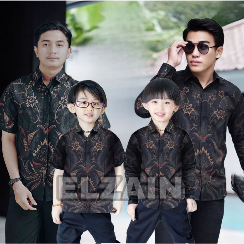 HITAM KEMEJA The Newest Couple sweet Batik Shirt Father And Son Black ...