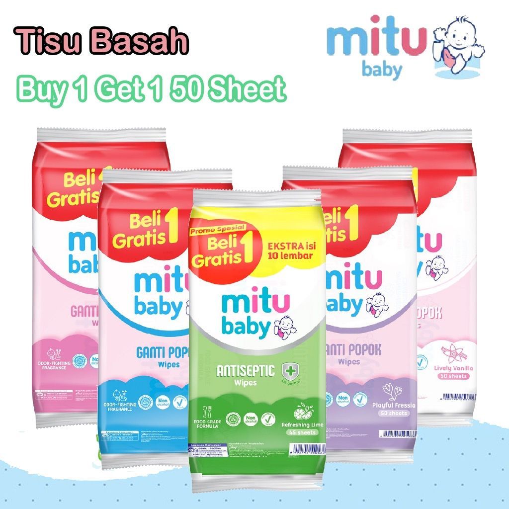 Mitu Baby Wet Tissue Change Diaper Buy1Get1 (2 x 50 Sheets) | Shopee ...