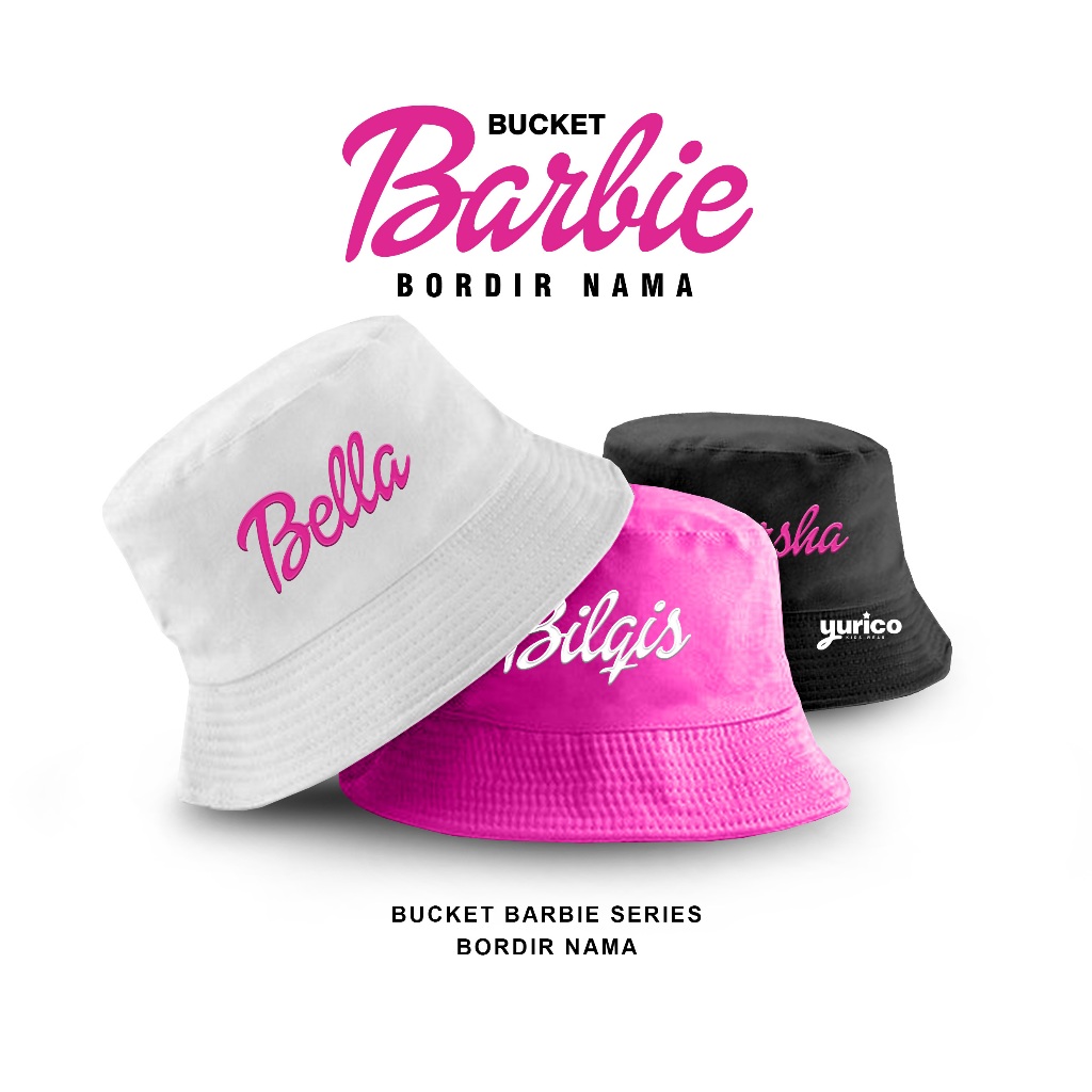 Children's Bucket Hat with Embroidered Barbie Font, Free Embroidered ...