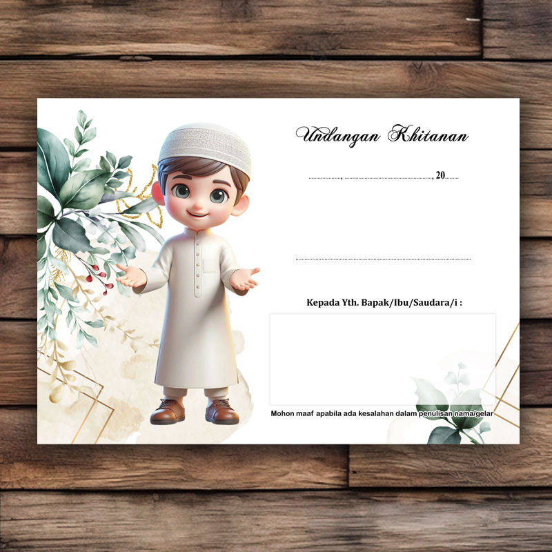 HIJAU (ISI 25pcs) Circumcision Invitation Card Cartoon Theme Children ...