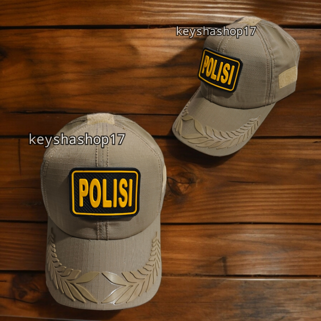 Beige police officer hat, free patch rubber, police text | Shopee Malaysia