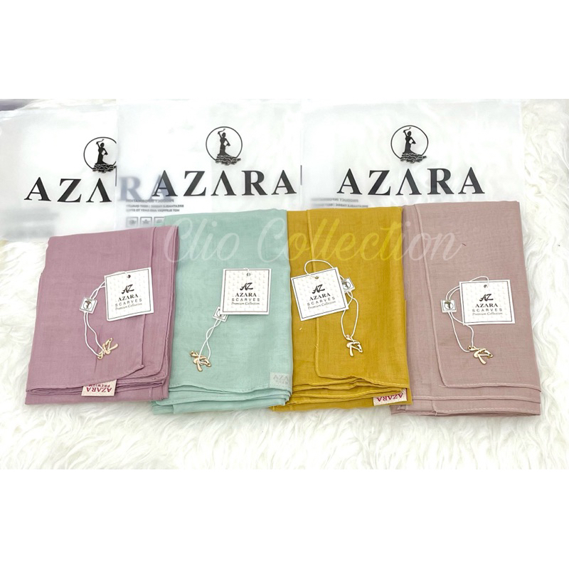 Hijab Plain Rectangular Headscarf Paris Azara Scarves Pouch | Shopee ...