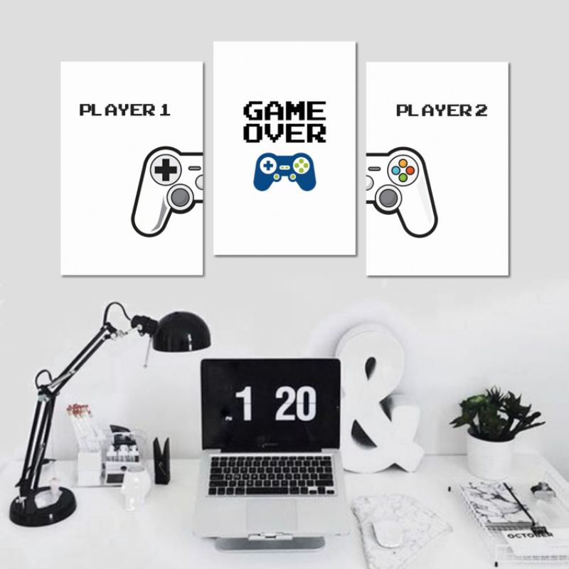 KAYU HIASAN DINDING Gaming Room Wall Hanging Poster Wood game Display ...