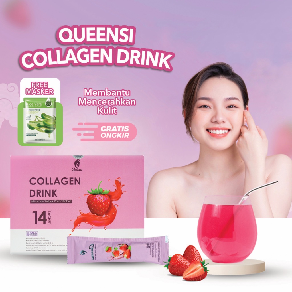 Queensi Collagen Drink Strawberry With Collagen Bovine Collagen Drink Brightening Body Skin ...